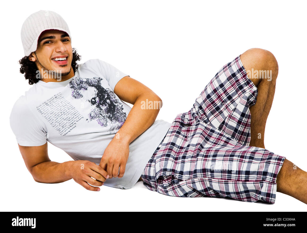 Latin American man posing and smiling isolated over white Stock Photo ...