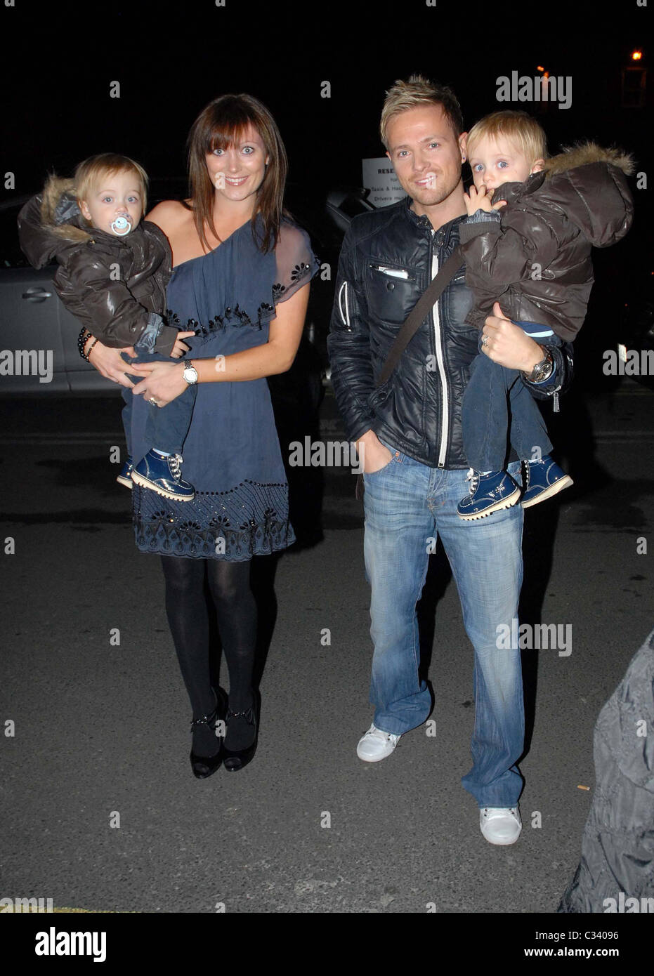 Georgina Ahern, Nicky Byrne and their twins Rocco and Jay outside RTE ...
