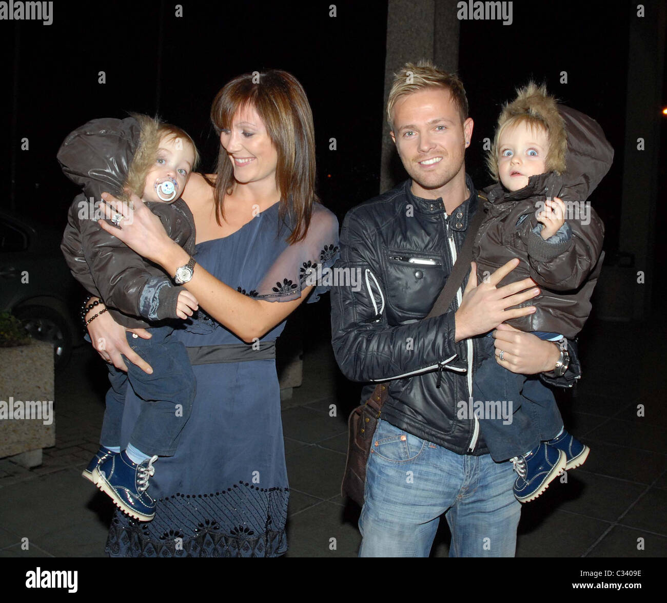Georgina Ahern, Nicky Byrne and their twins Rocco and Jay outside RTE ...