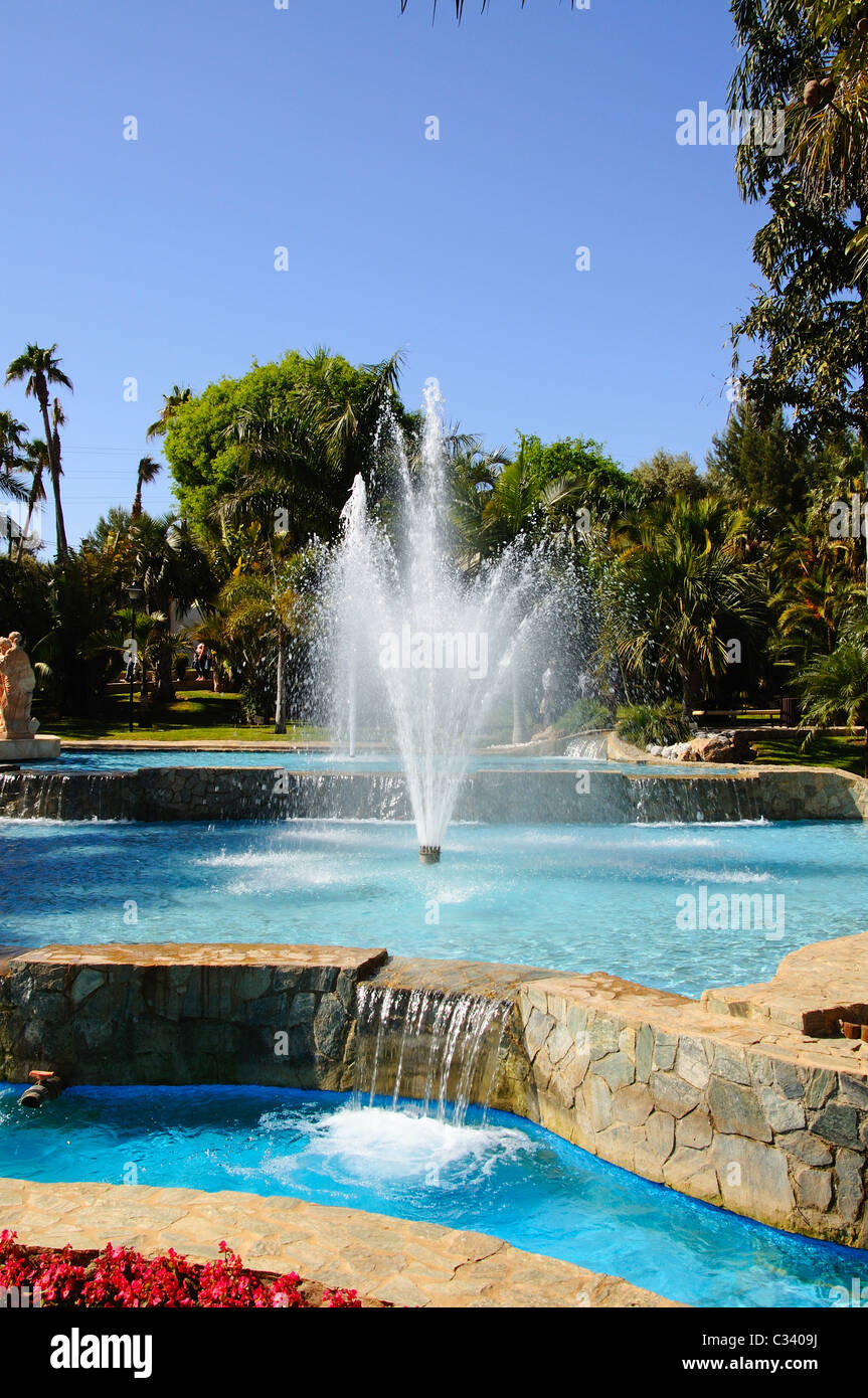Fountain and blue pools, Molino de Inca, Torremolinos, Costa del Sol ...