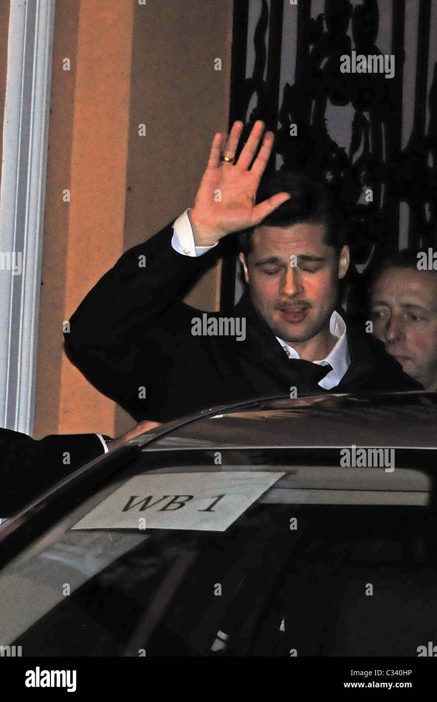 Brad Pitt arriving at restaurant VAU after attending the German ...