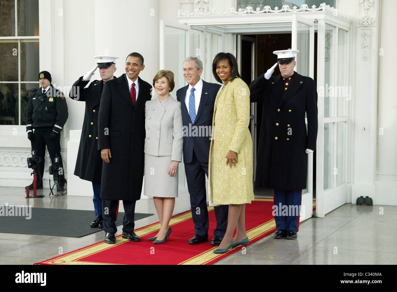 President Elect Barack Obama And Michelle Obama Are Greeted By