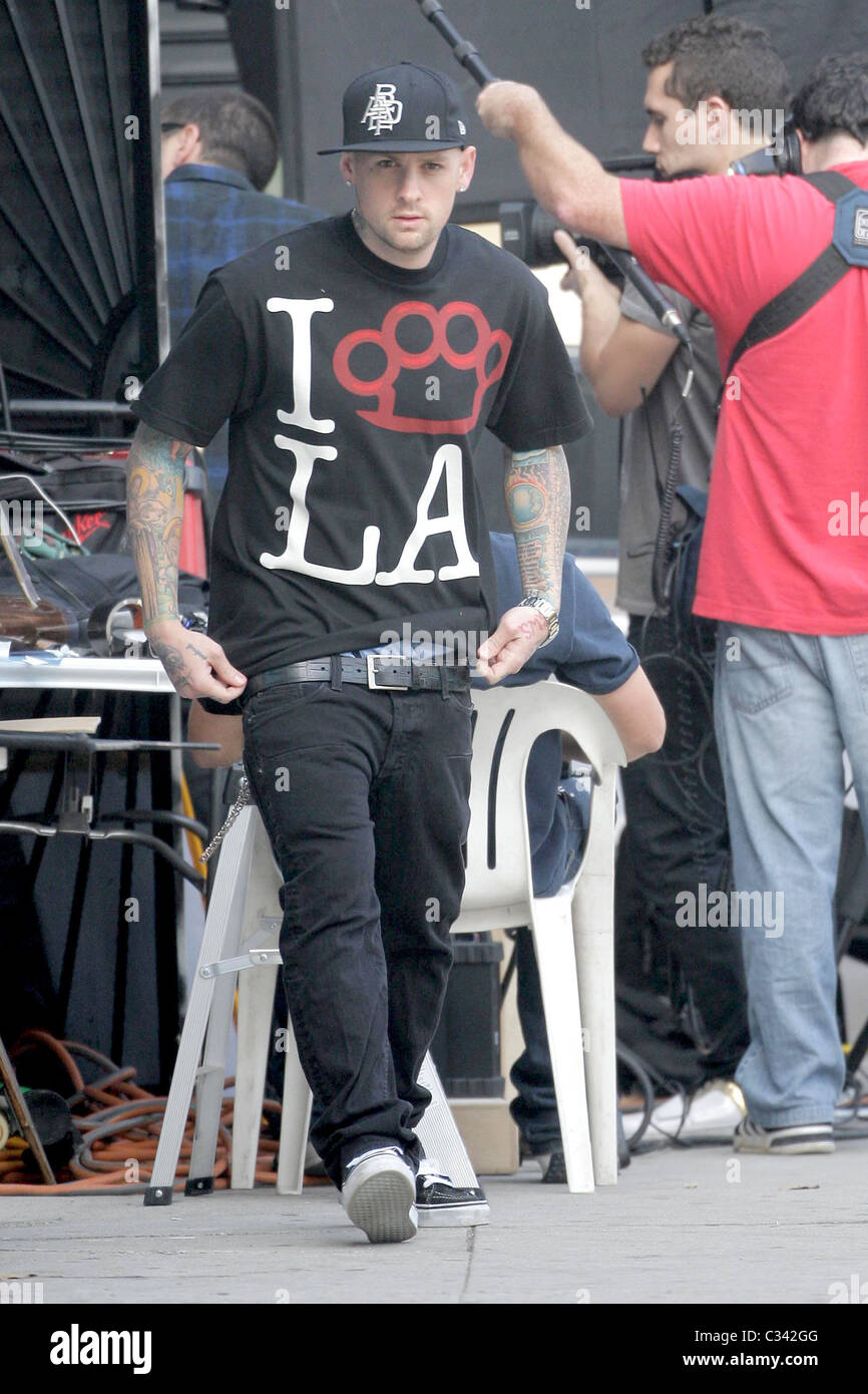 Benji Madden on the set of a photo shoot for his clothing company DCMA ...