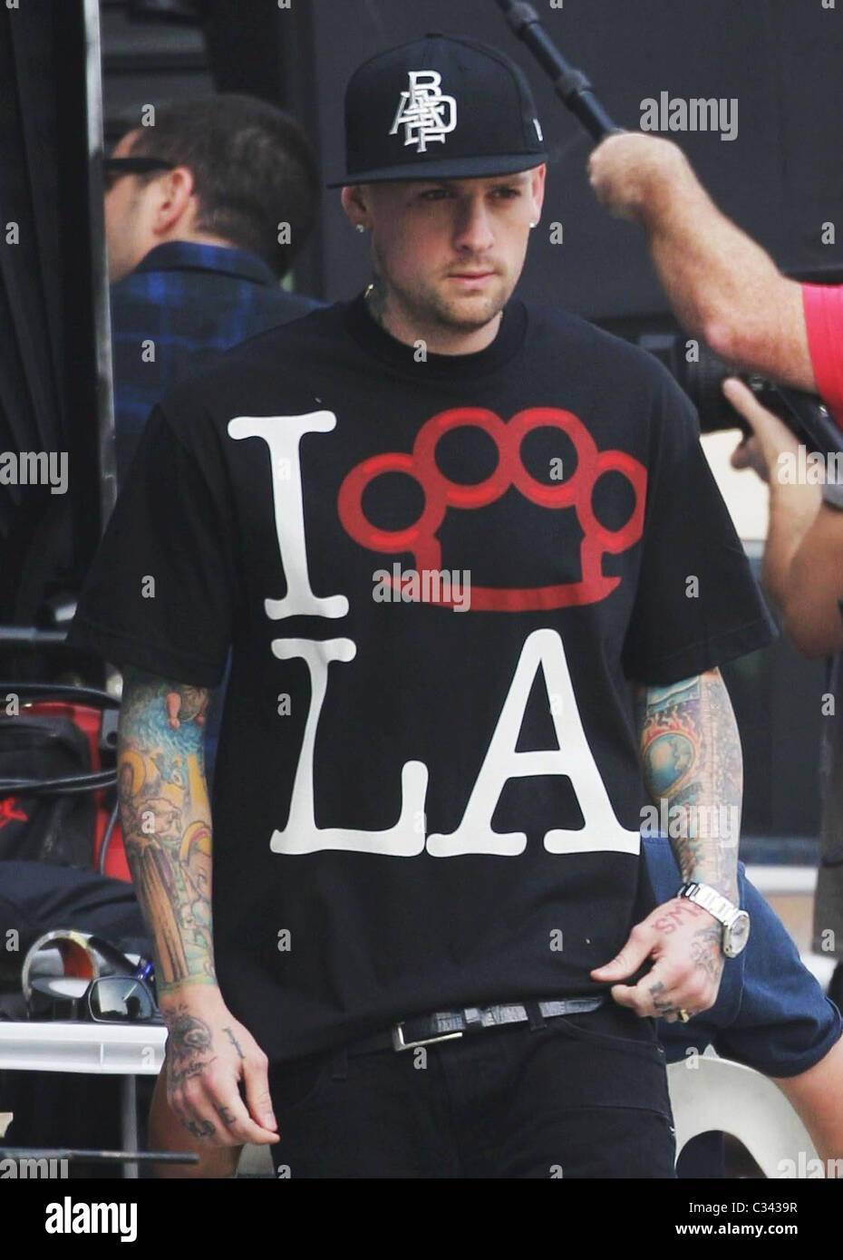 Benji Madden on the set of a photo shoot for his clothing company DCMA ...