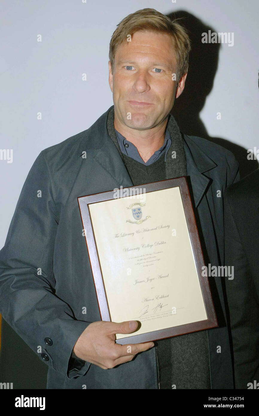 Actor Aaron Eckhart receives the James Joyce Award from The Literary and Historical Society at ...