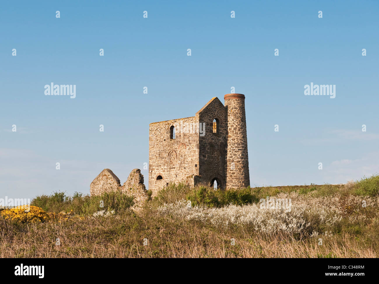 The ruins of an old engine house at Cripplesease tin mine near Penzance ...
