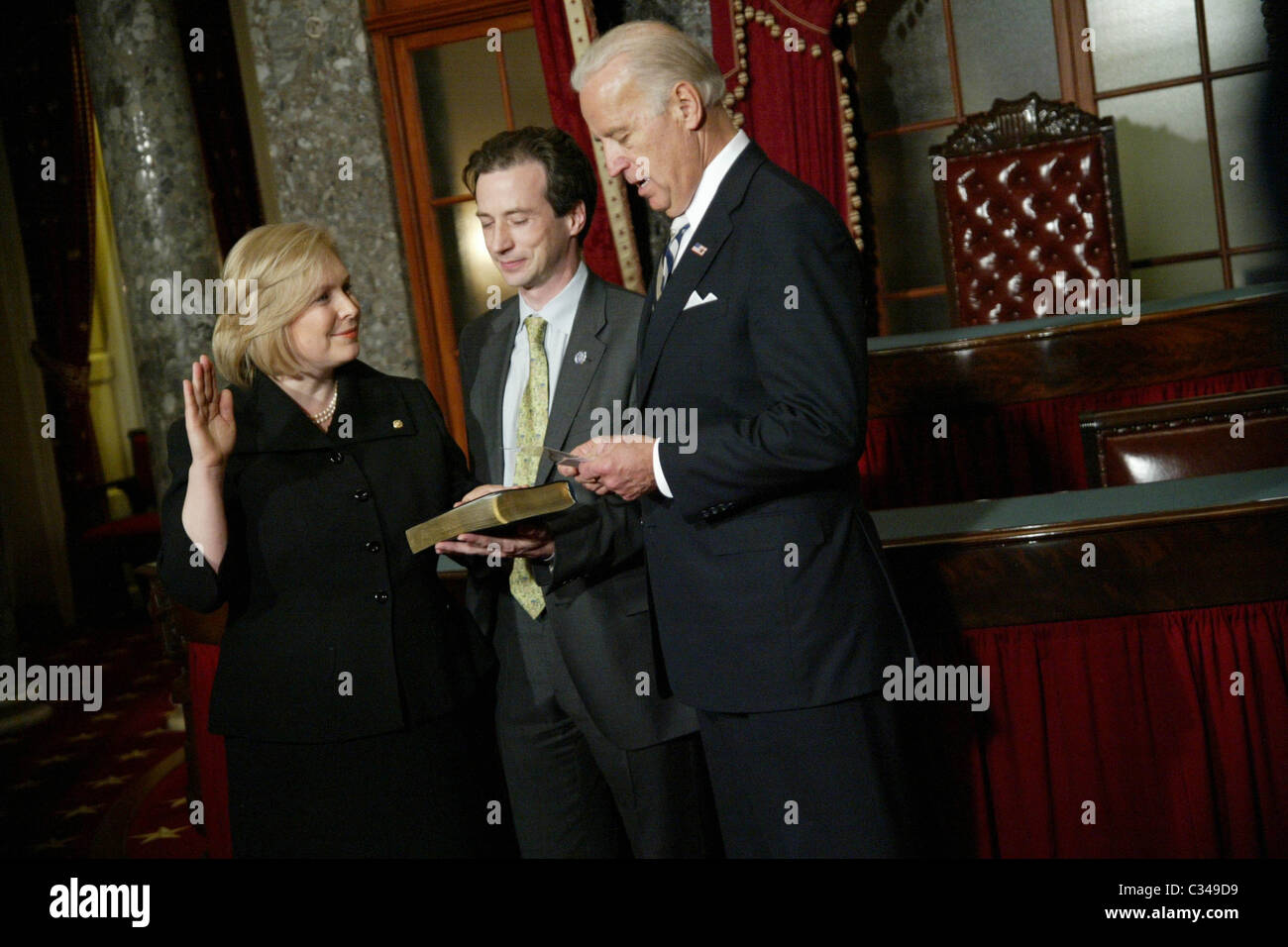 U.S. Senator Kirsten Gillibrand is sworn into office by U.S. Vice ...