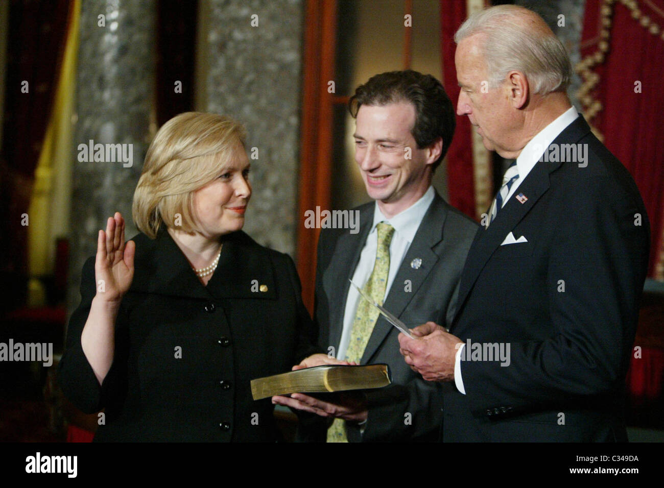 U.S. Senator Kirsten Gillibrand is sworn into office by U.S. Vice ...