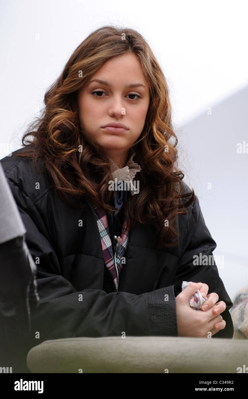 Leighton Meister on the set of 'Gossip Girl' filming on the Upper East ...