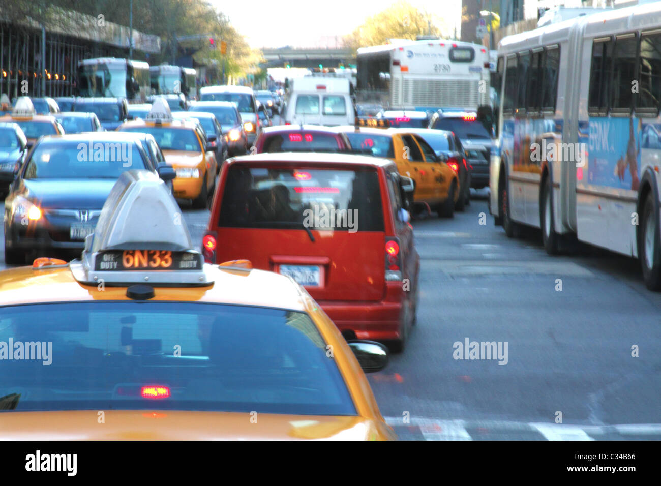 Late Afternoon traffic in Manhattan Midtown, New York City Stock Photo ...