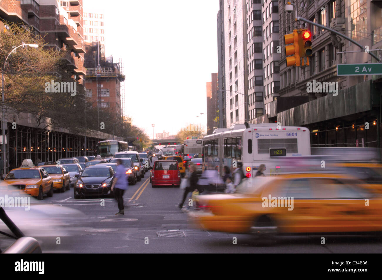 Late Afternoon traffic in Manhattan Midtown, New York City Stock Photo ...