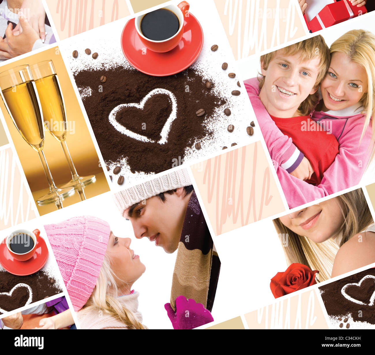 Collage made of valentines images and symbols of love Stock Photo - Alamy