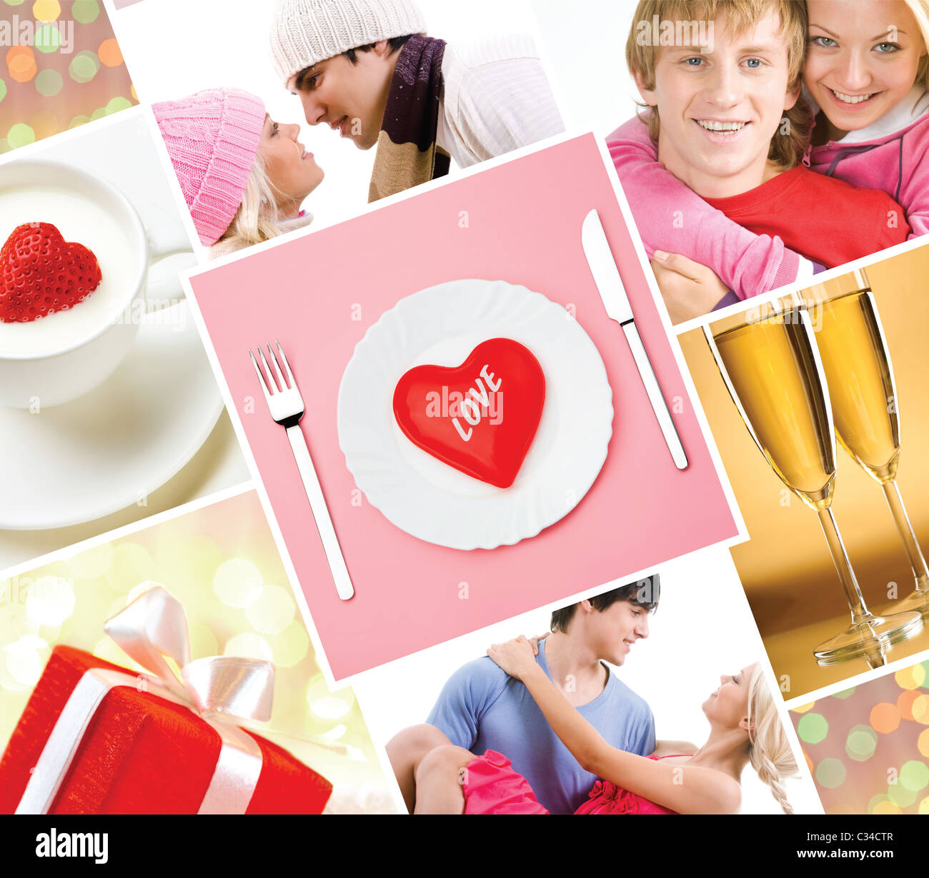 Collage made of images of valentines and love metaphors Stock Photo - Alamy