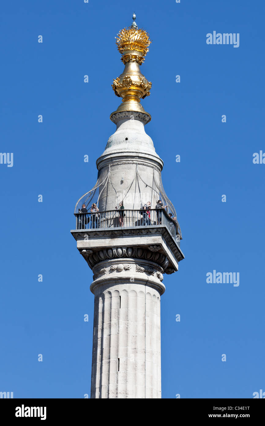 Viewing platform on The Monument to the Great Fire of London Stock ...