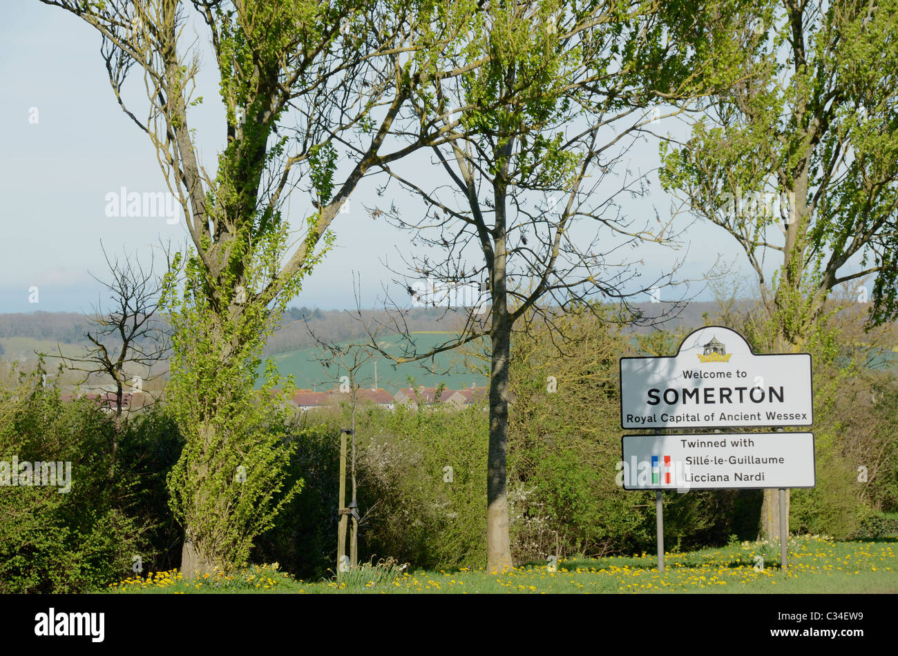 Village sign, Somerton, Somerset Stock Photo - Alamy