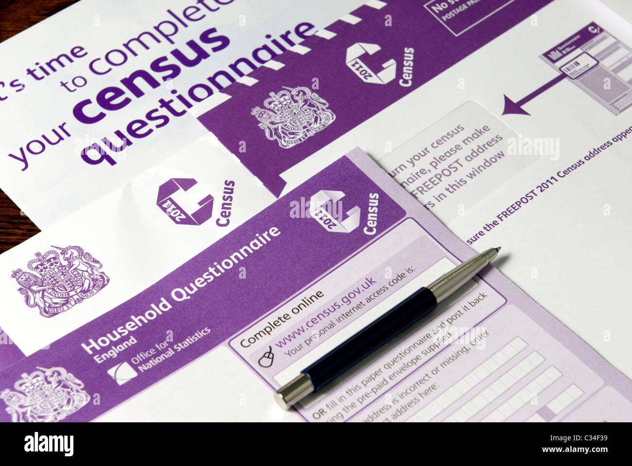 Stationery for the 2011 Census Questionnaire Stock Photo - Alamy