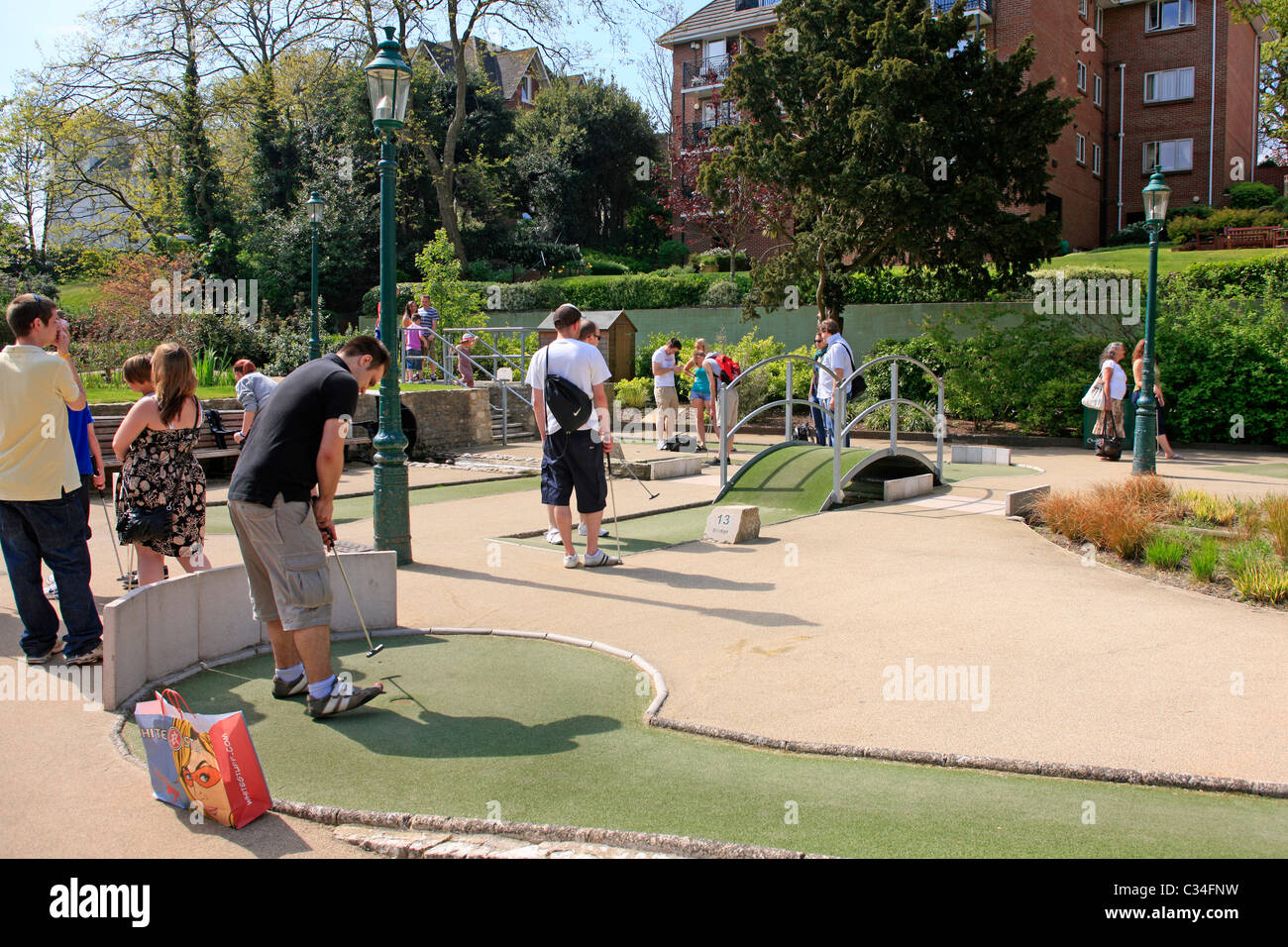 Crazy Golf putting green in Bournemouth's Winter Gardens Stock Photo ...