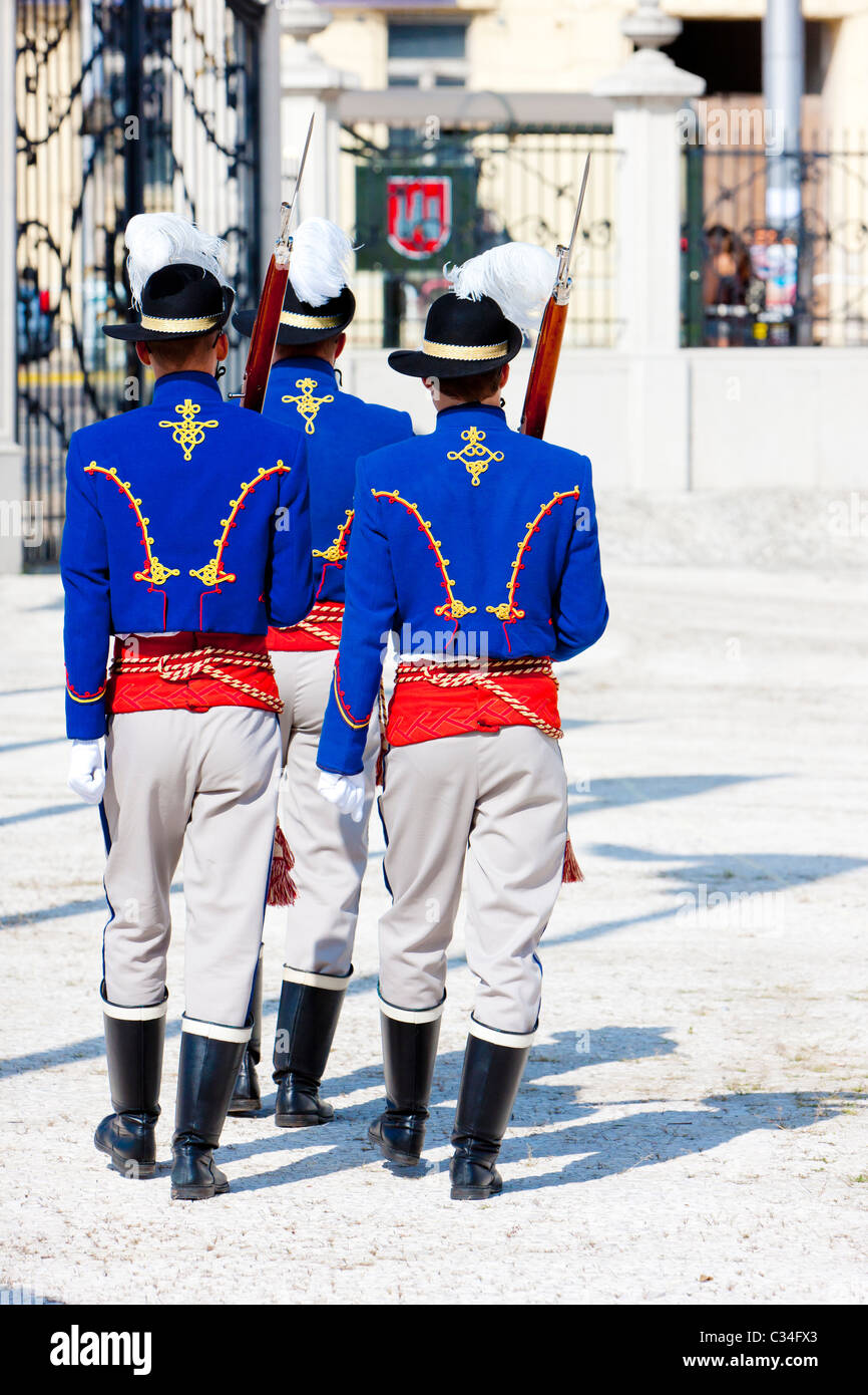 changing guard in front of Grassalkovich Palace, Bratislava, Slovakia ...