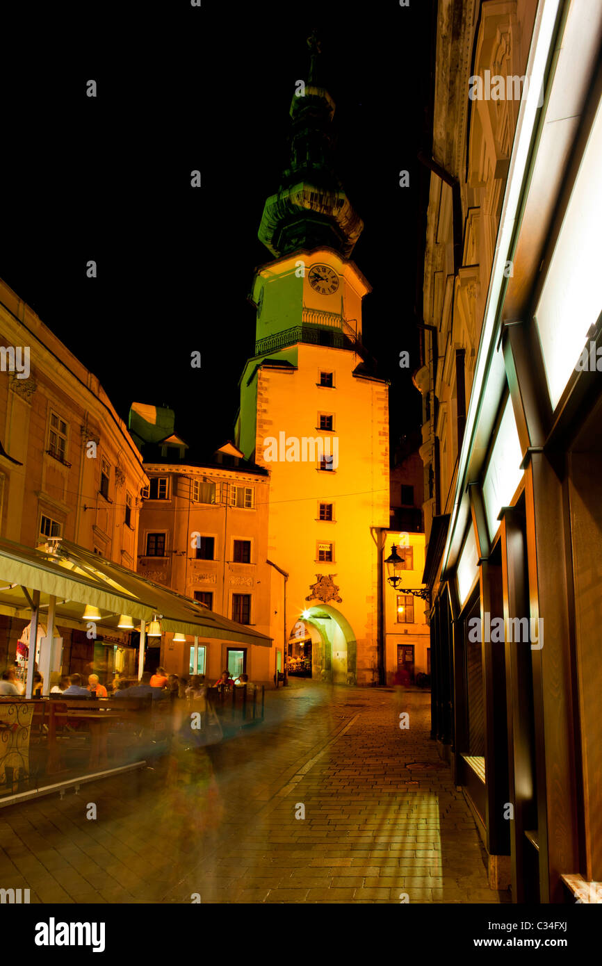 Michael''s Gate and Michalska Street at night, Bratislava, Slovakia ...