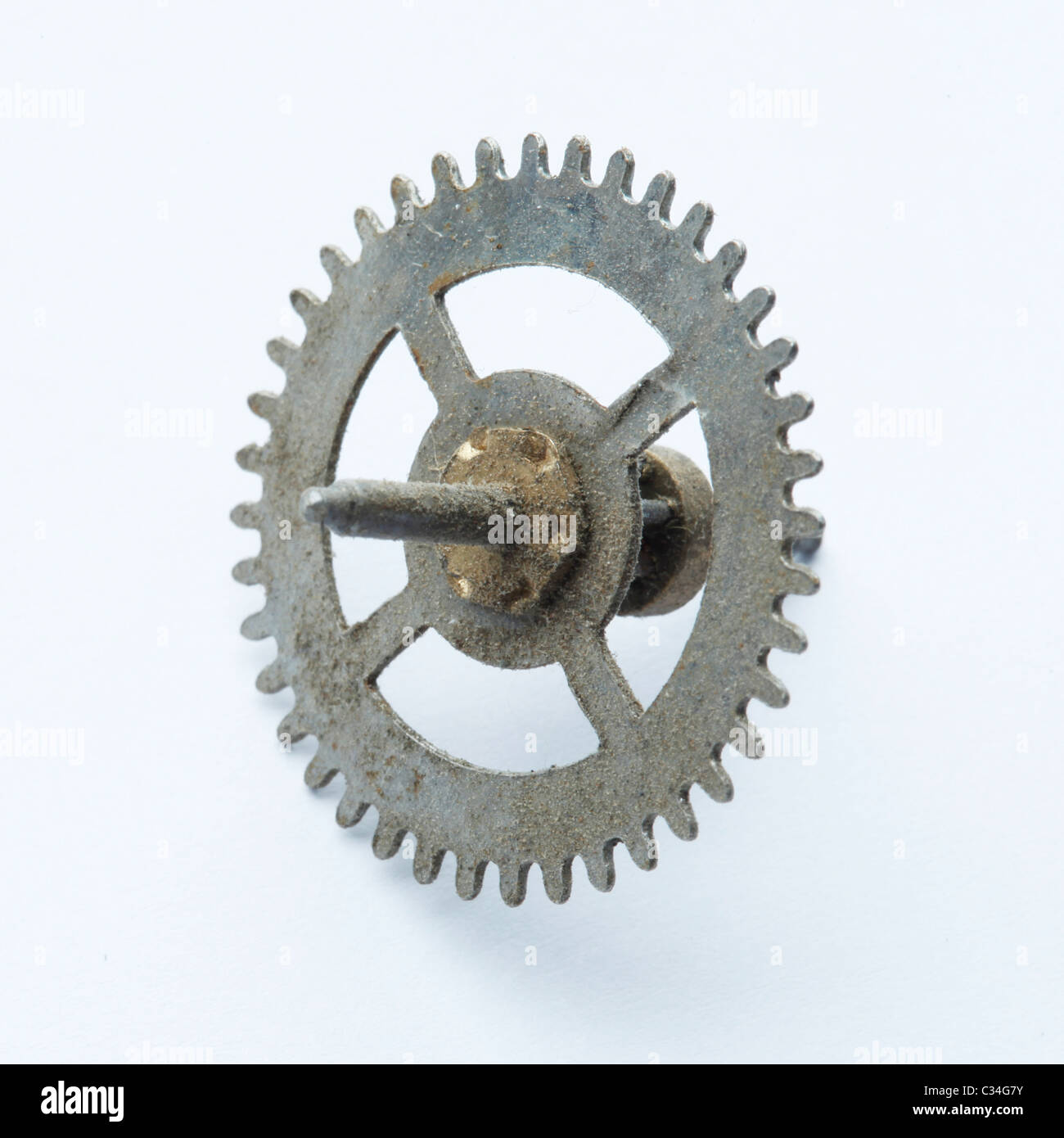 deconstructed old clock mechanism details Stock Photo - Alamy