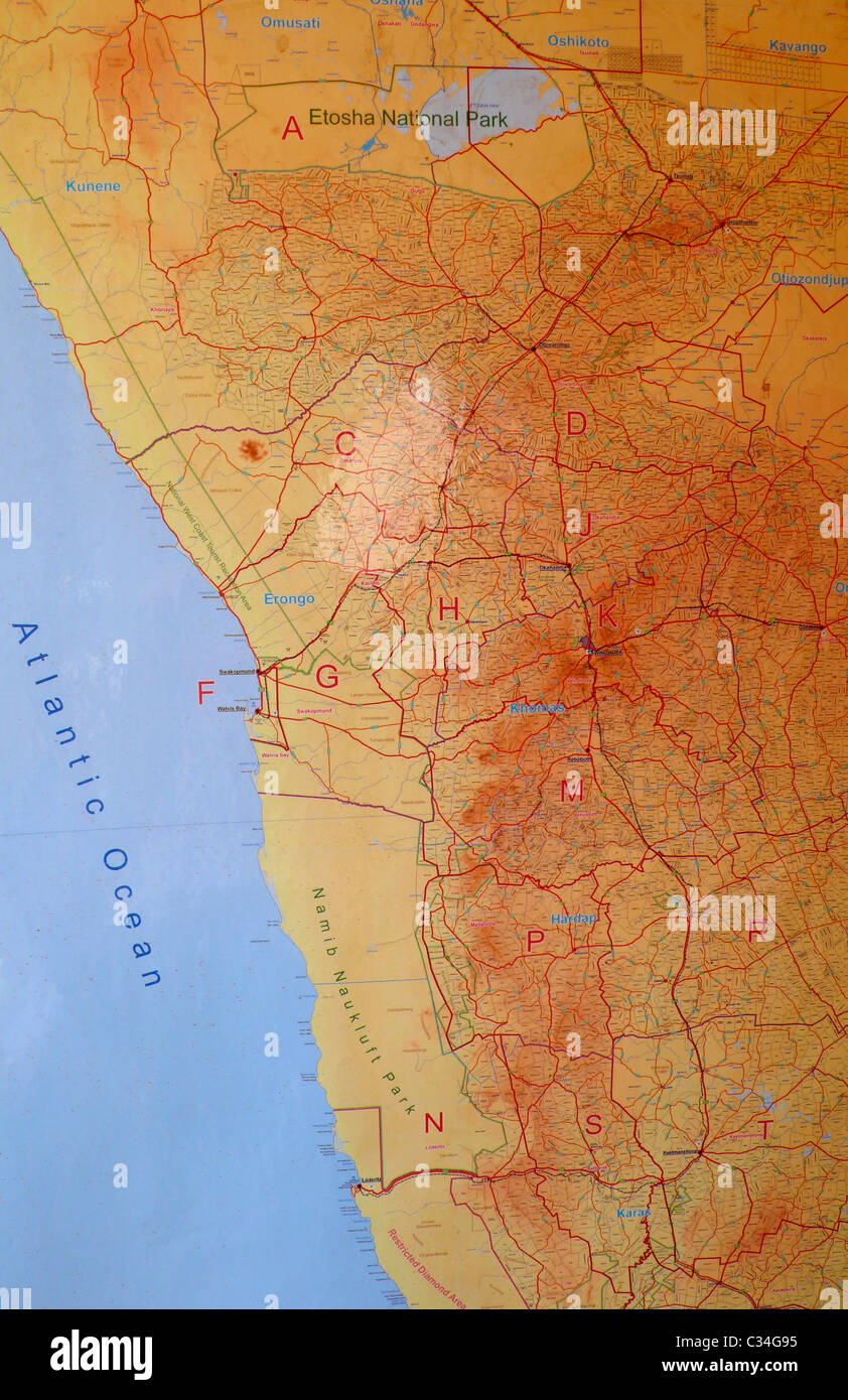 Map of Namibia, Africa Stock Photo - Alamy