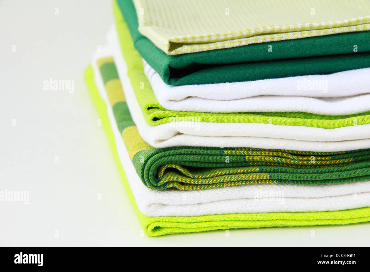 Pile of linen kitchen towels with space for your text Stock Photo - Alamy