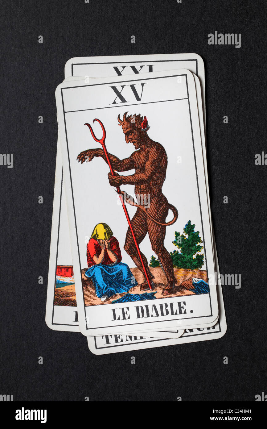 Tarot cards, The devil card Stock Photo - Alamy