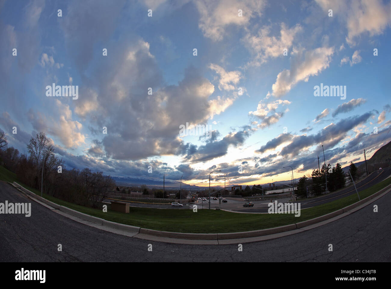 sunset with a fisheye Stock Photo - Alamy