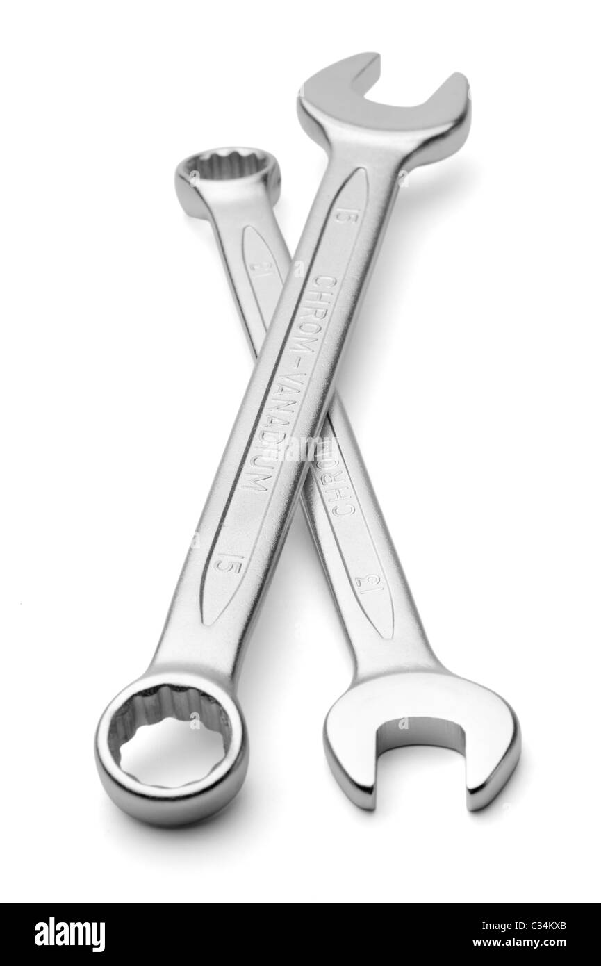 Pair of spanners, isolated on a white background Stock Photo - Alamy