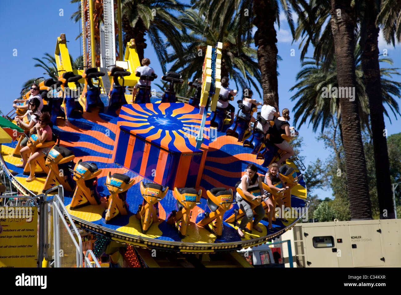 Fun fair rides at the Moomba Festival in Melbourne, Australia Stock ...