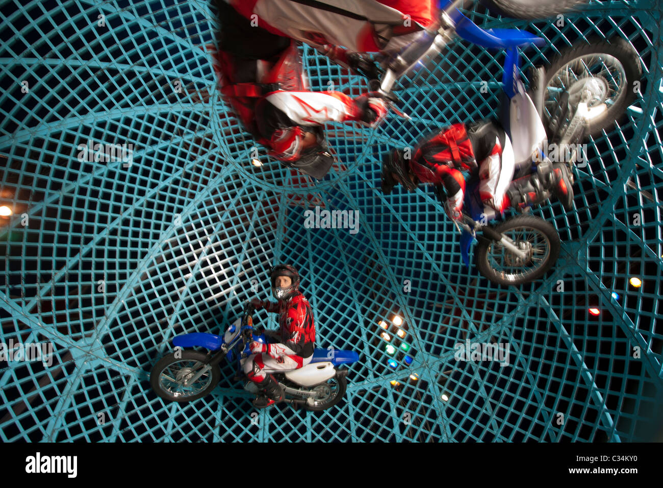 Circus Ball of Death motorcycle stunt team Stock Photo - Alamy