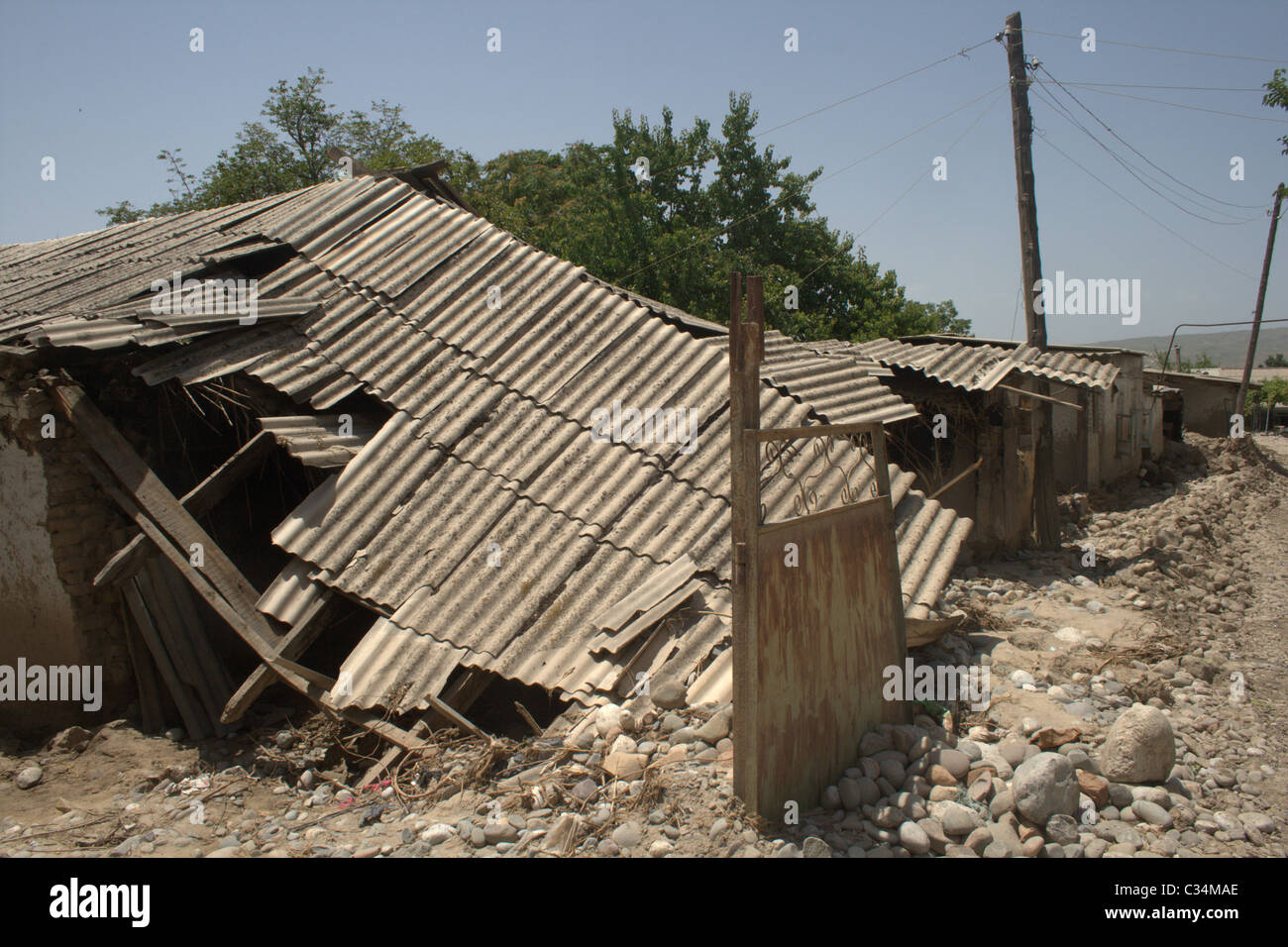 House destroyed during the disaster in Kulyab, Tajikistan Stock Photo ...