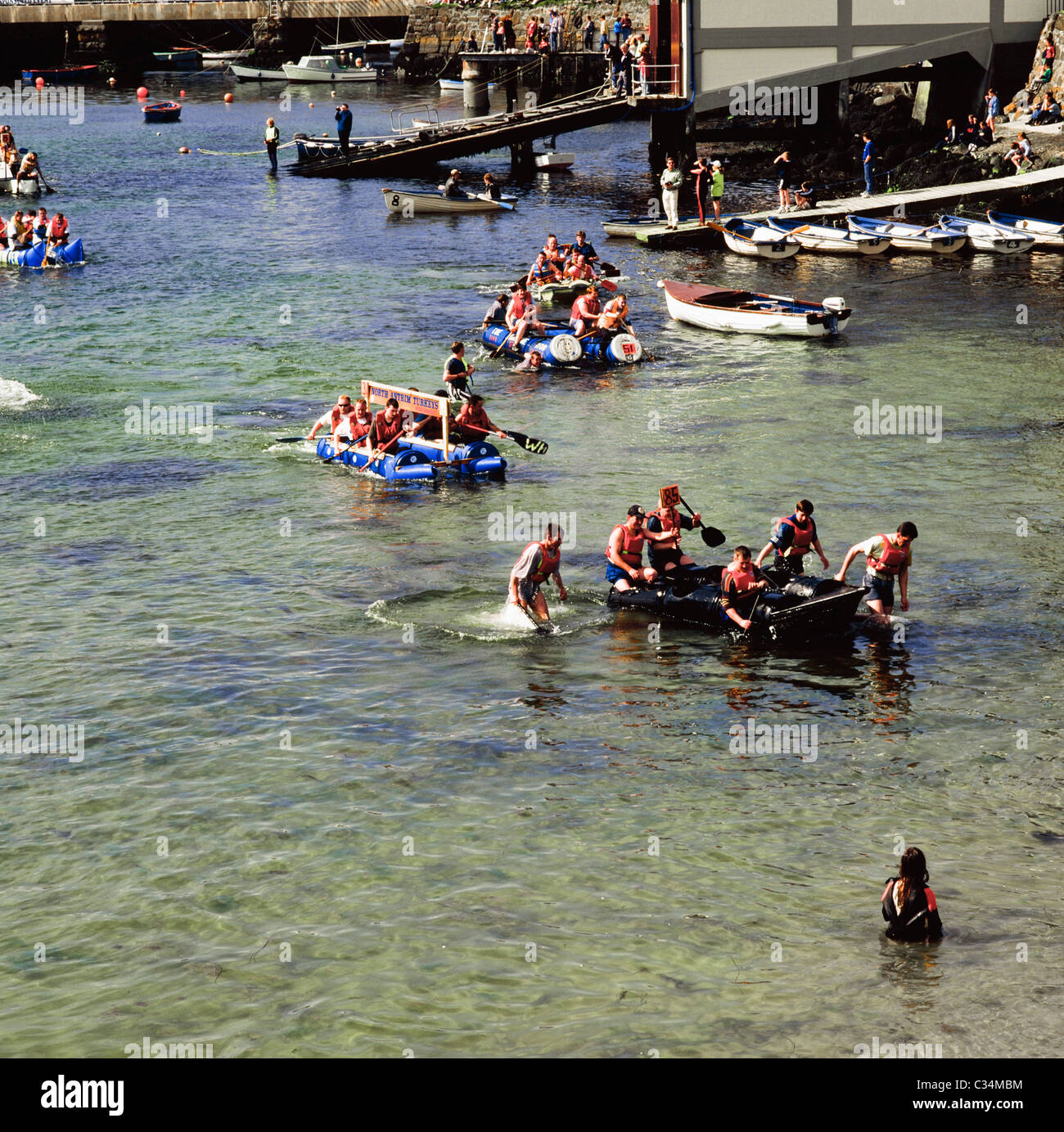 Portrush, Co Antrim, Northern Ireland, Annual Raft Race Stock Photo - Alamy