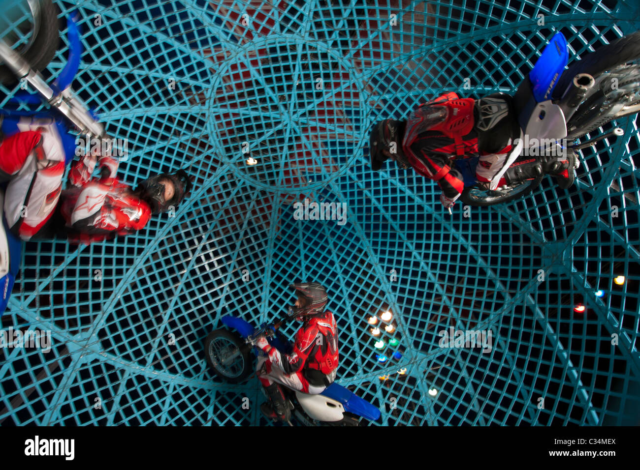 Circus Ball of Death motorcycle stunt team Stock Photo - Alamy