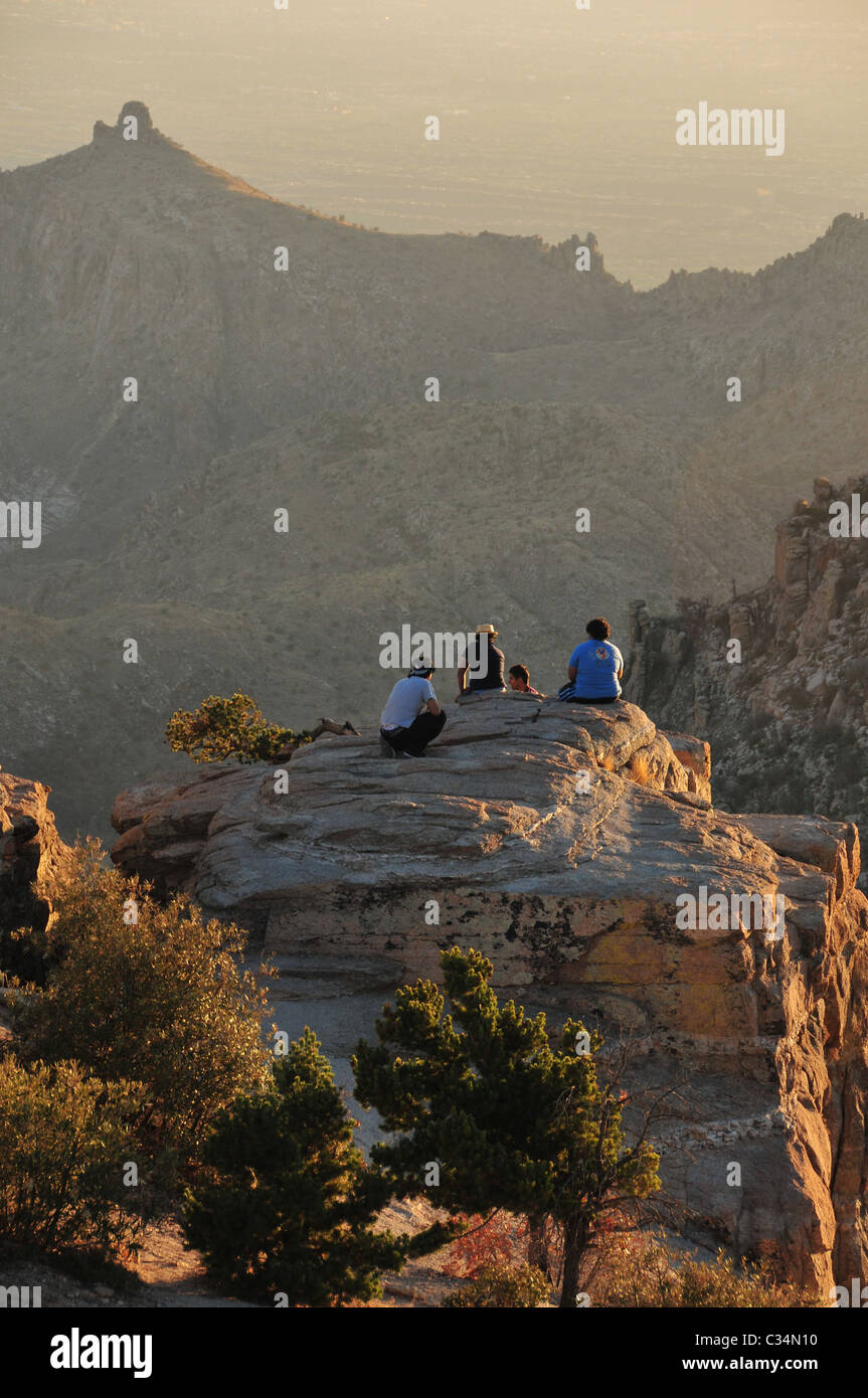 Tourists at Windy Point Vista on Mount Lemmon, Tucson, Arizona, USA ...