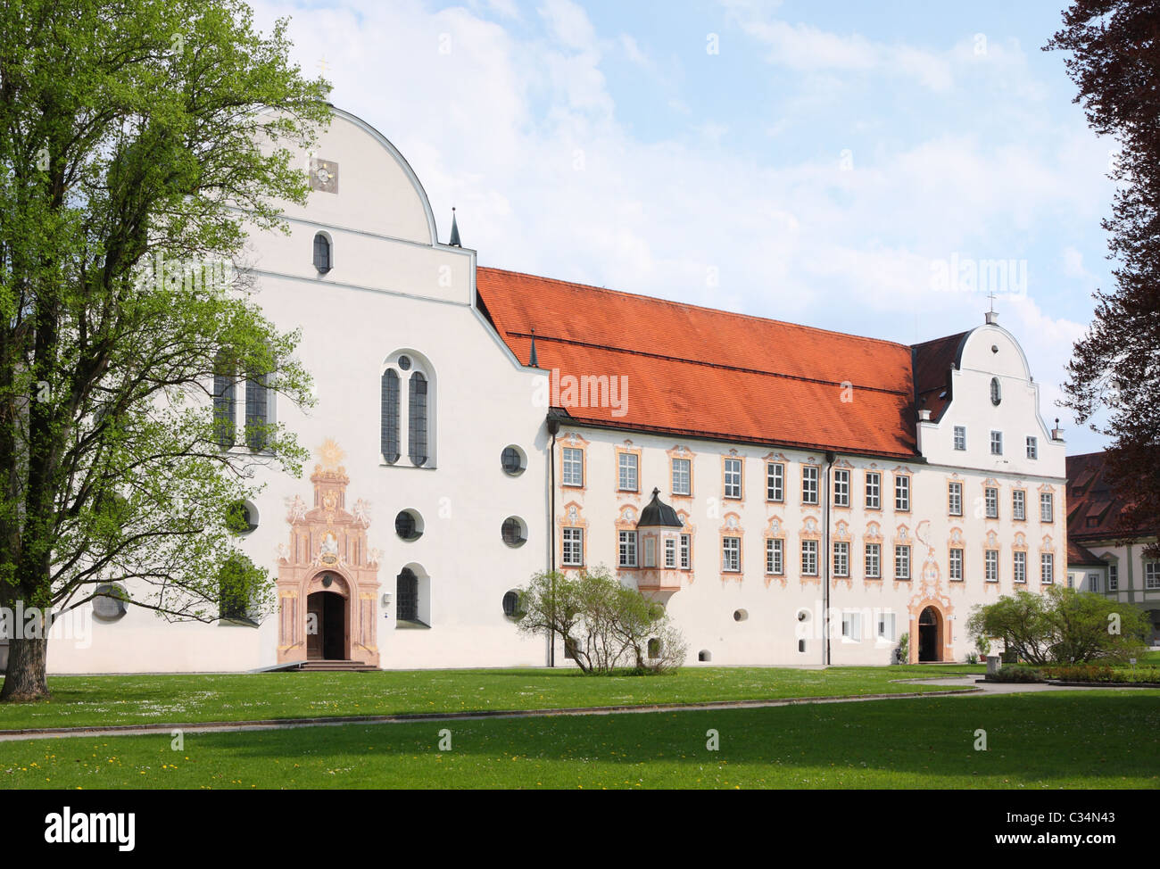 Atrium of the Benediktbeuern monastery, view on the convent building ...