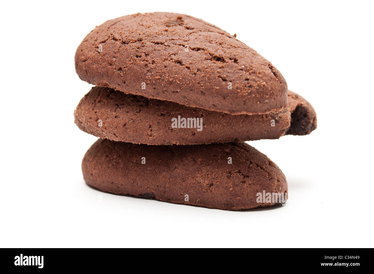 Drop shaped chocolate cookie tower isolated on white Stock Photo - Alamy