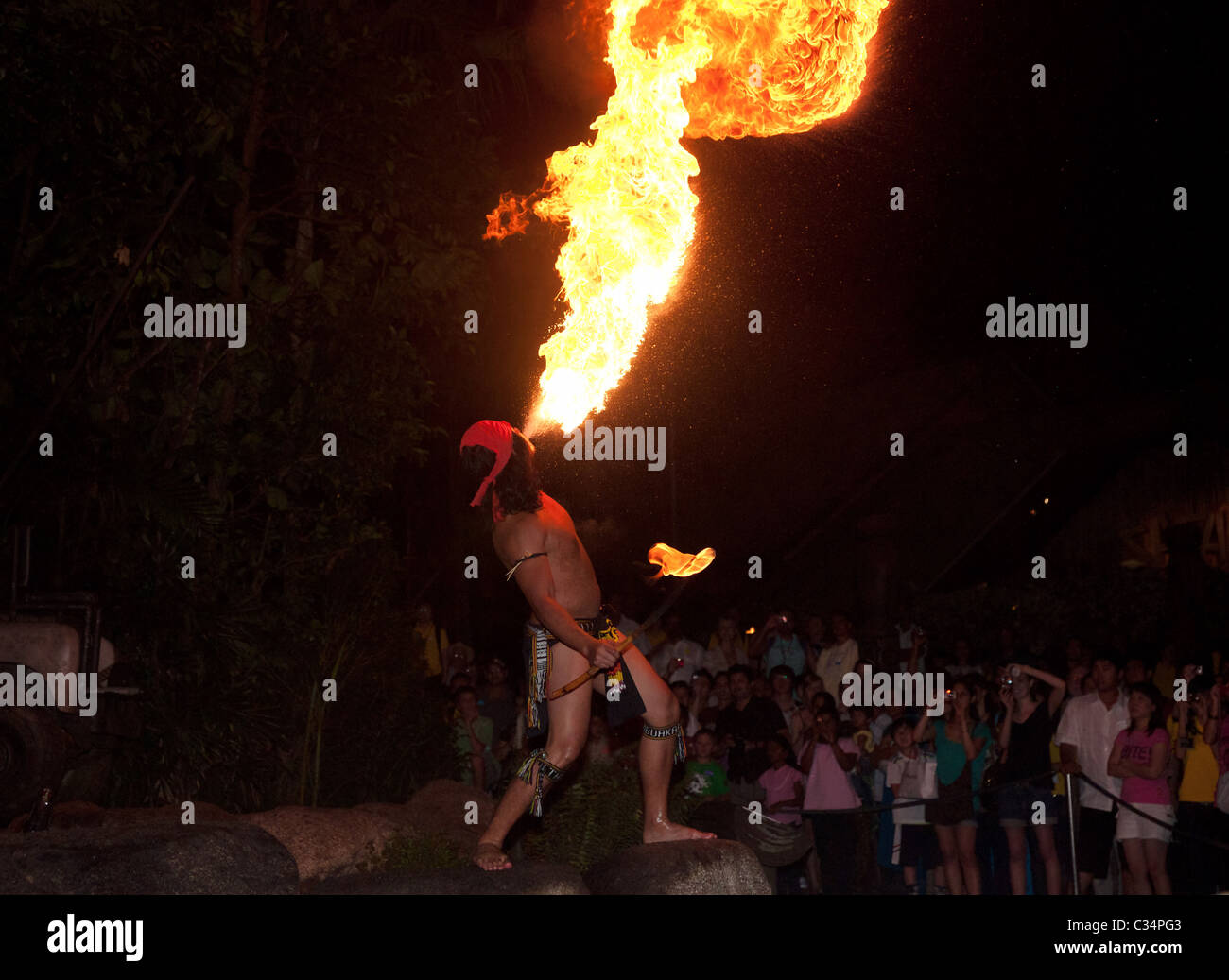 fire eaters and entertainers at the singapore night safari Stock Photo ...