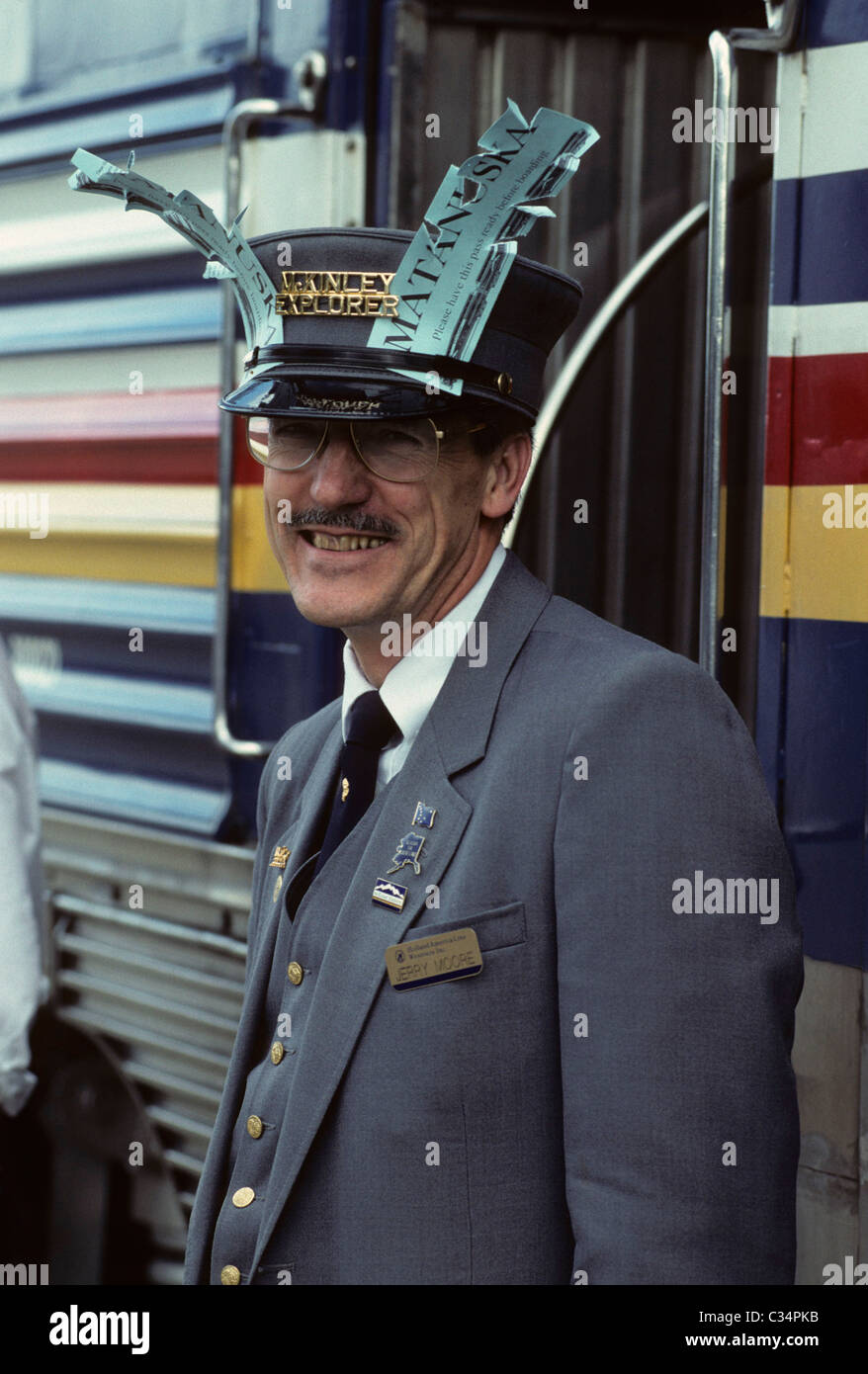 Conductor, Alaska Railroad, Summer, Denali National Park, Alaska, Train ...
