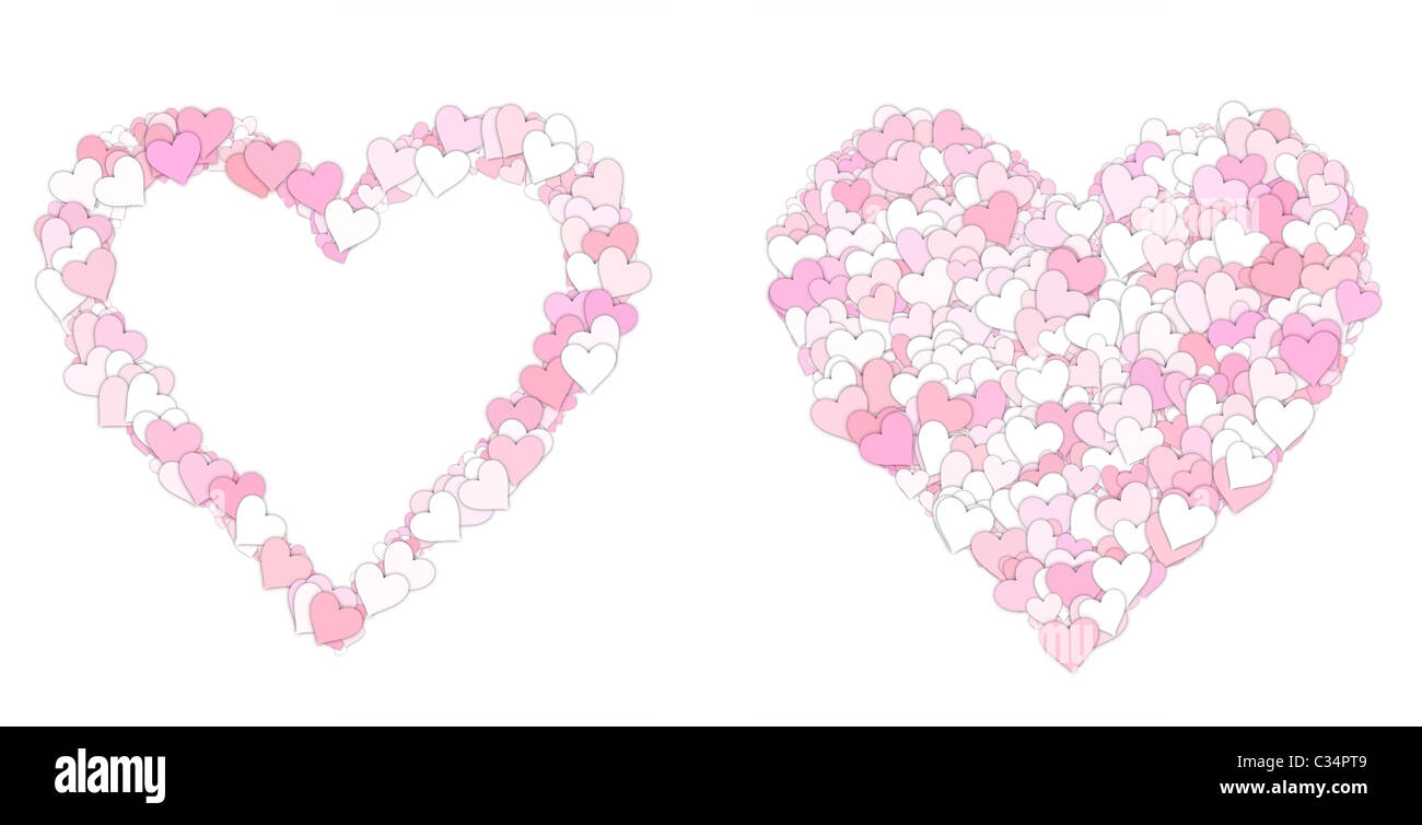 great illustration of pink and white love heart symbols Stock Photo - Alamy