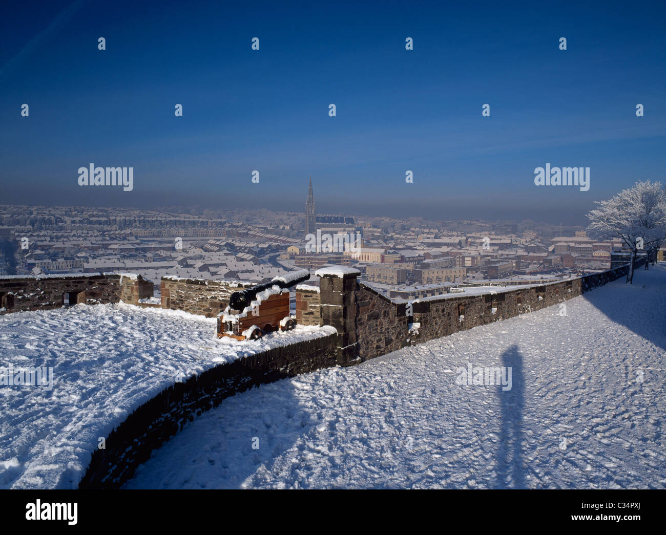 Derry,Co Derry,Northern Ireland;High Angle View Of Snow Covering Derry ...