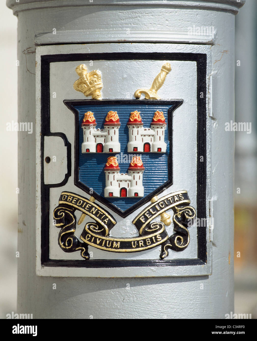 Dublin Details, Corporate Crest On Lightposts Stock Photo - Alamy