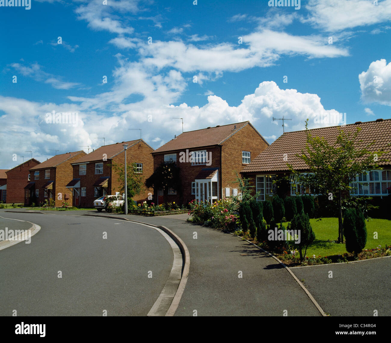Residential Suburb,With Brick Houses In A Row Stock Photo - Alamy