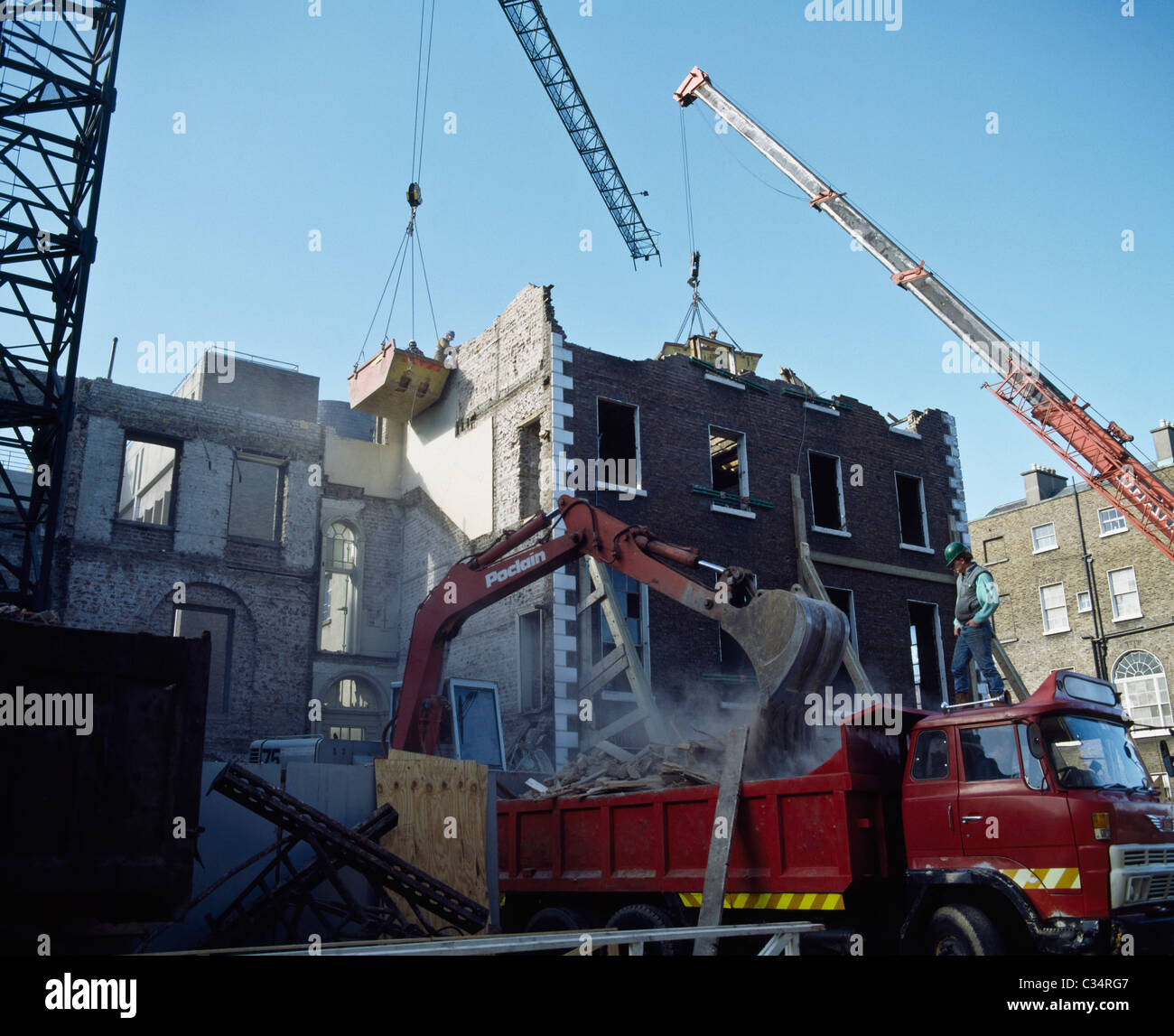 Trucks And Building Equipment Outside A Georgian Building Stock Photo ...