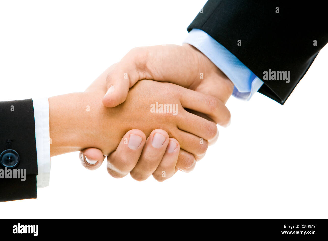 Image of business handshake on white background Stock Photo - Alamy