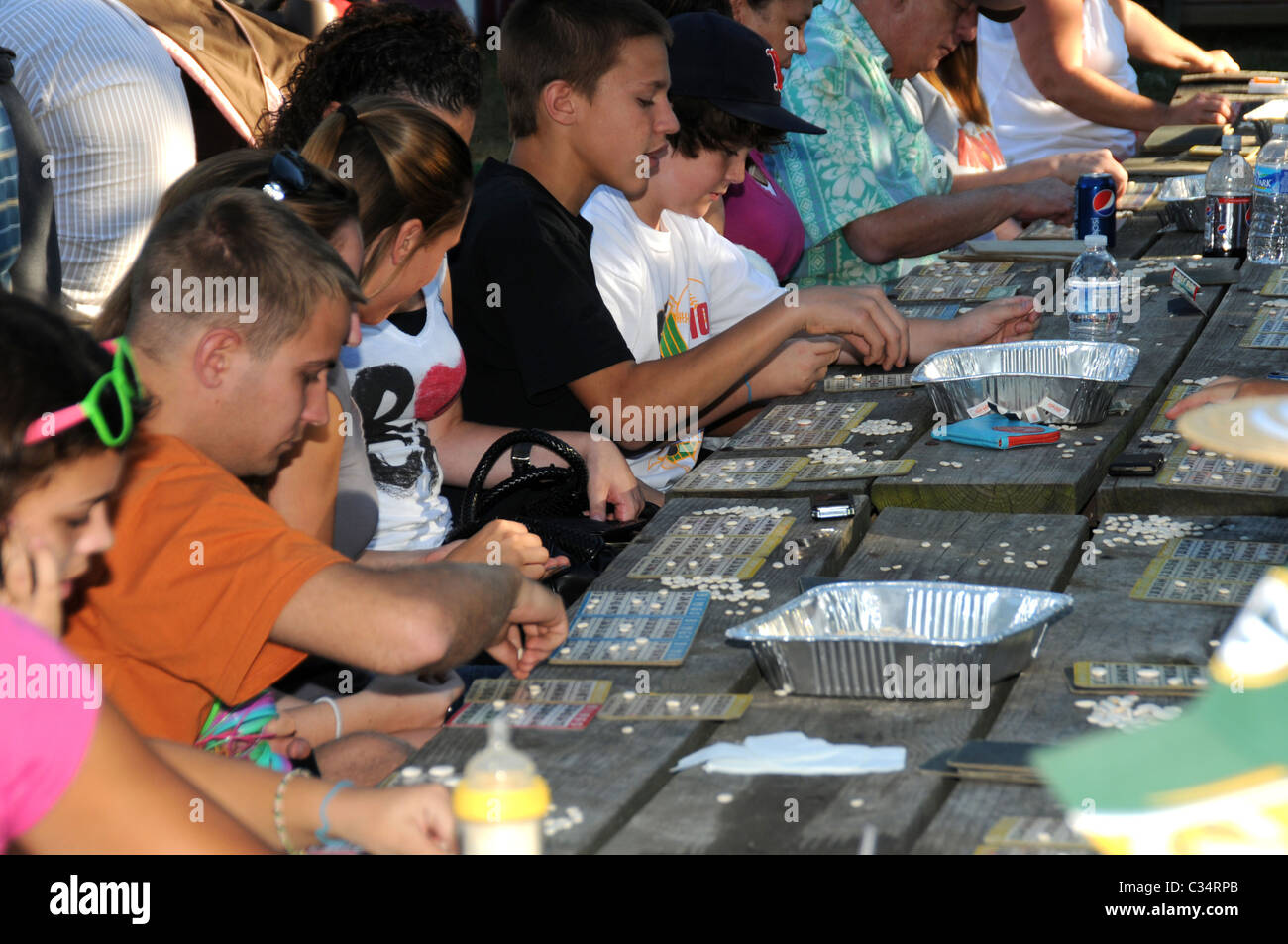 various people playing outdoor bingo Stock Photo - Alamy