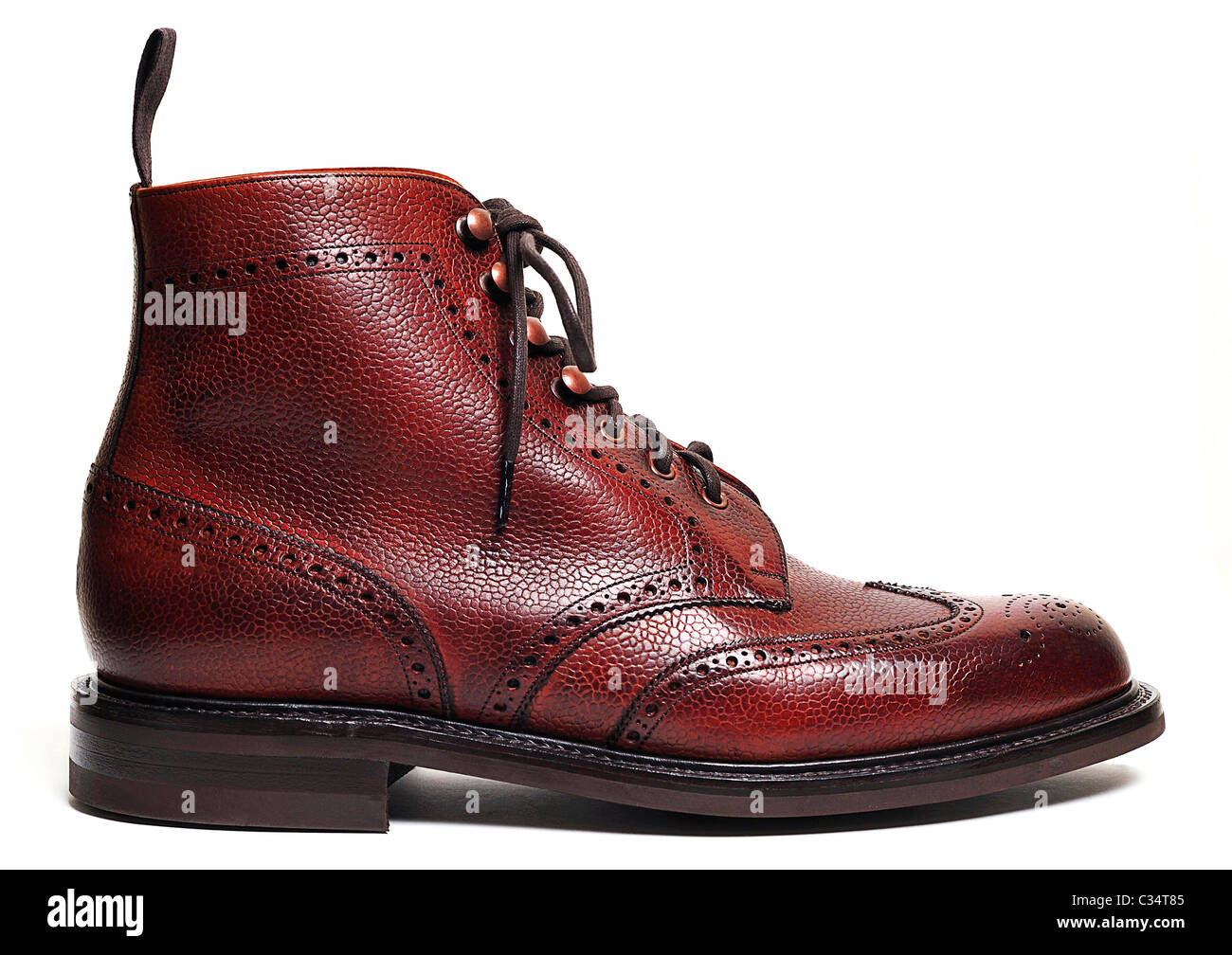 Side view of a brown scotchgrain boot made by Cheaney Stock Photo - Alamy