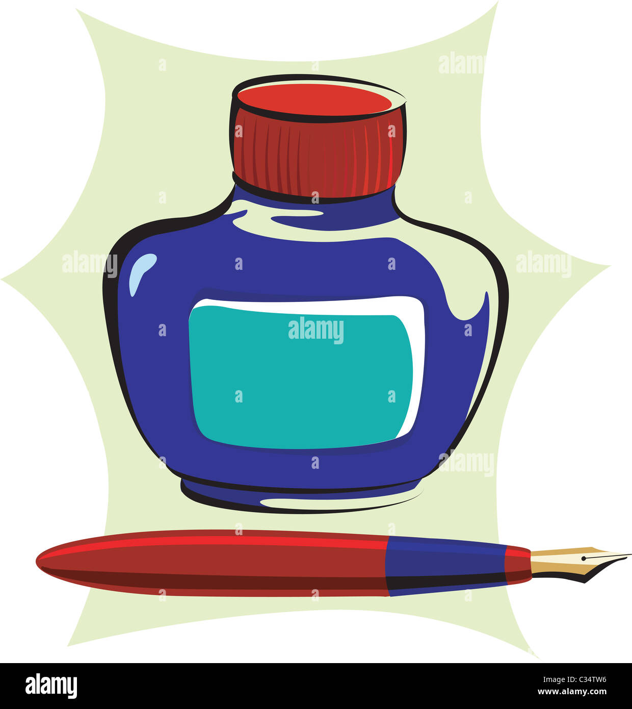 ink pen and ink bottle Stock Photo - Alamy