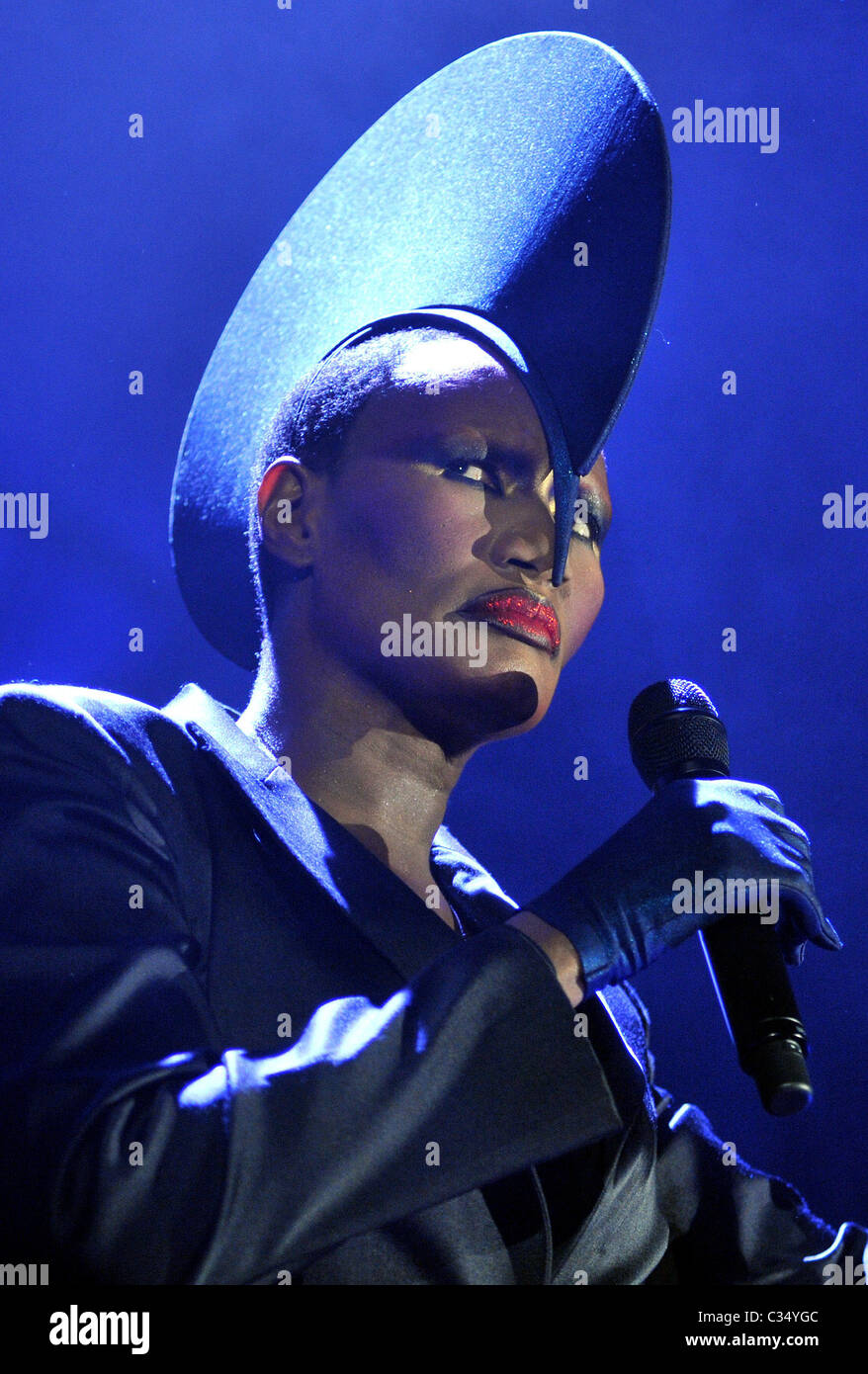 Grace Jones performing live at the Roundhouse London, England - 30.01. ...