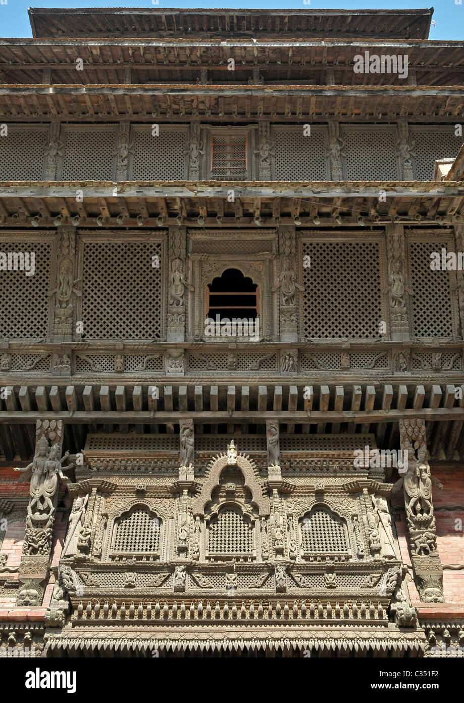 One of the ornate wooden carved buildings in Patan Nr Kathmandu, Nepal ...